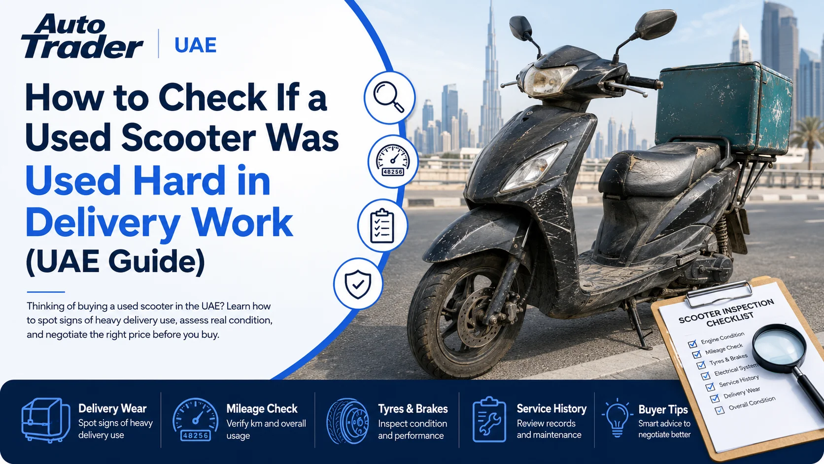 How to Check If a Used Scooter Was Used Hard in Delivery Work | UAE Guide